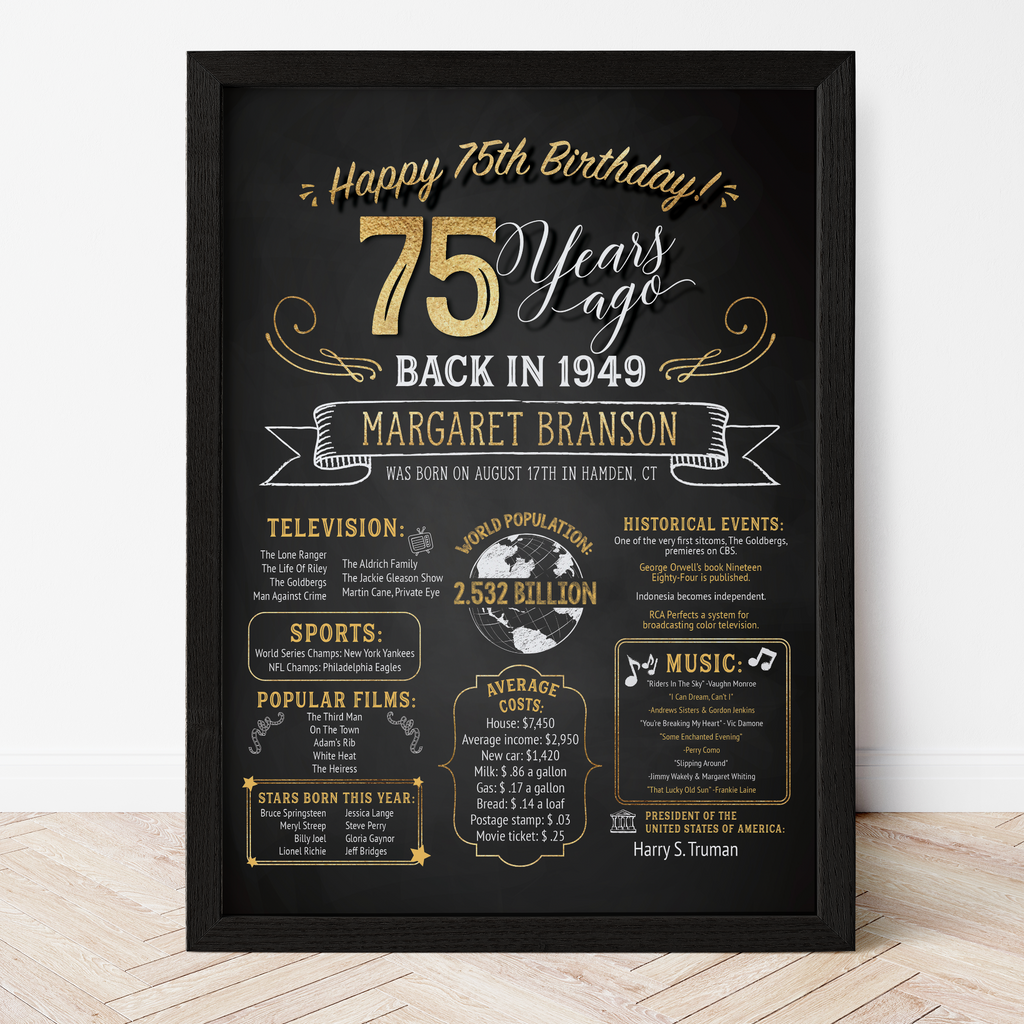 75th Birthday Sign, 75th Birthday Poster, Born in 1949 – LMT CREATIVE