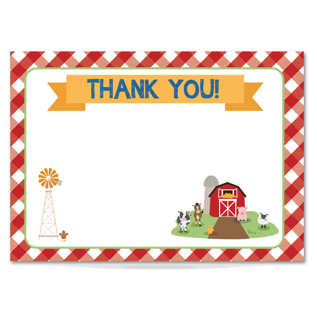 Farm Birthday Thank You Cards w/ Free Envelopes – LMT CREATIVE