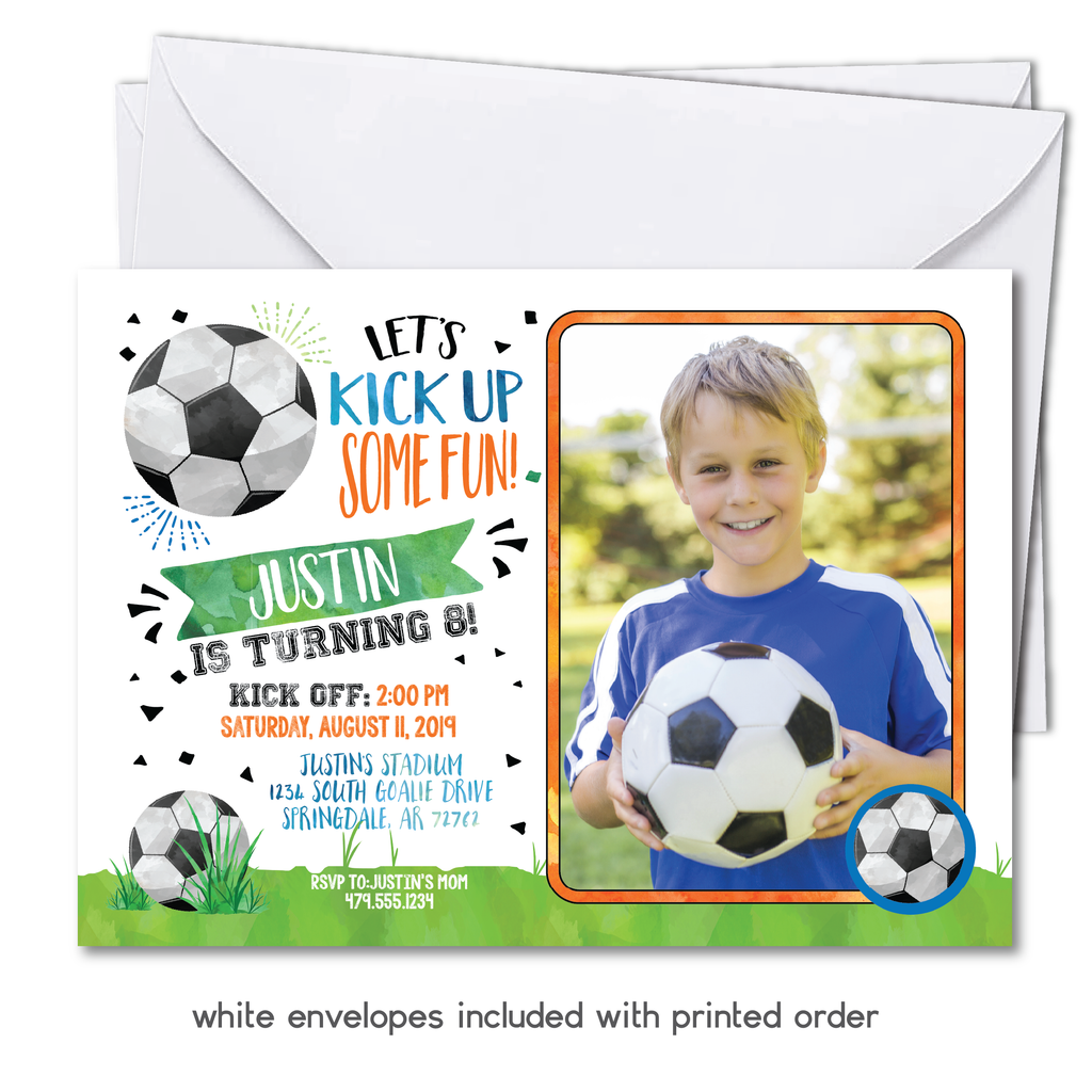 Boys Soccer Themed Birthday Invitation - Kids Soccer Birthday Party In ...