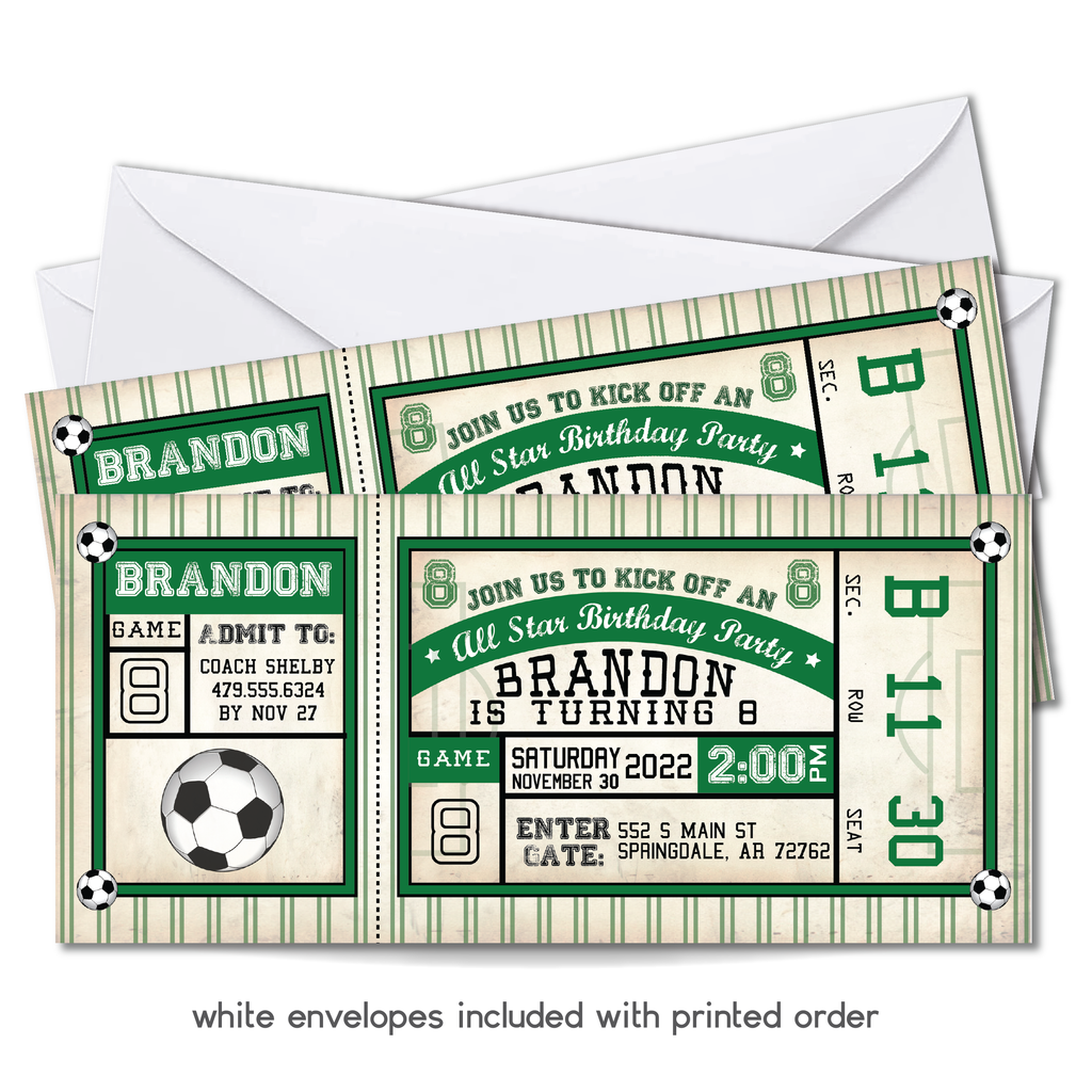 Vintage Soccer Ticket Birthday Invitation – LMT CREATIVE