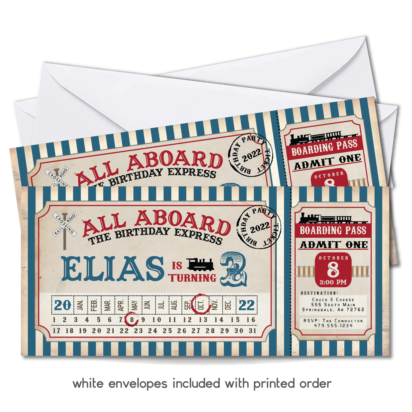 Vintage Train Ticket Birthday Invitation - Train Ticket Party Invite ...